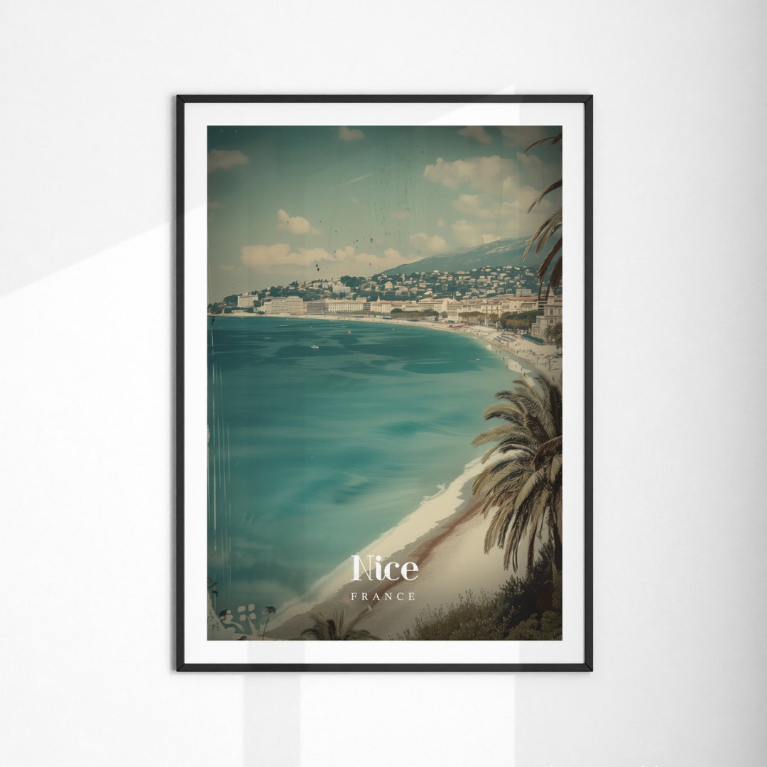 Nizza Vintage Reiseposter Reise Kunstdruck Frankreich Wandkunst Travel ...