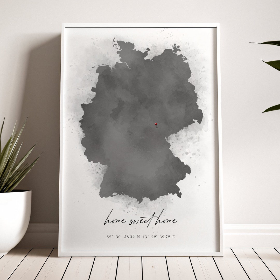 GERMANY Map Coordinates Poster Personalized Map Mural Home Gift ...