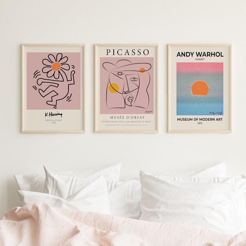 Gallery Wall Art Set of 3 Prints, Picasso Print, Andy Warhol Print ...