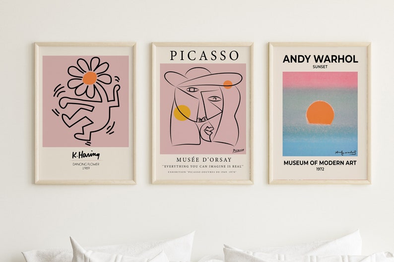 Gallery Wall Art Set of 3 Prints, Picasso Print, Andy Warhol Print ...