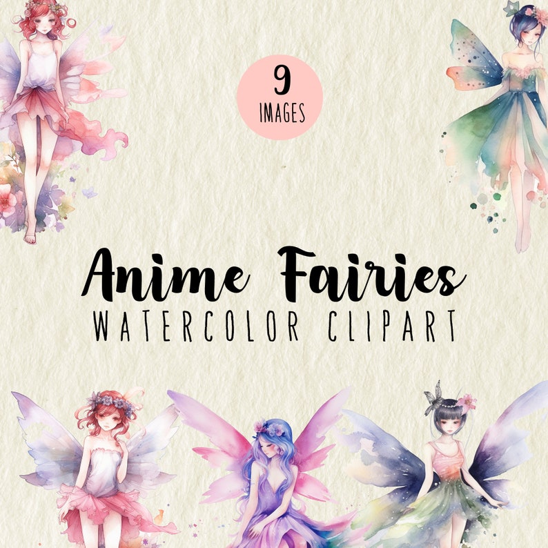 Anime Fairies Clipart Watercolor Anime Fairy PNG Digital - Etsy