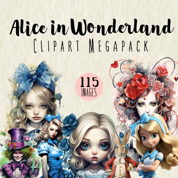 Alice in Wonderland Watercolor Clipart - Etsy