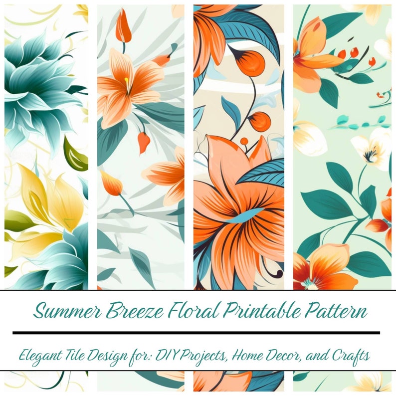 Summer Breeze Floral Printable Pattern - Elegant Tile Design for DIY ...