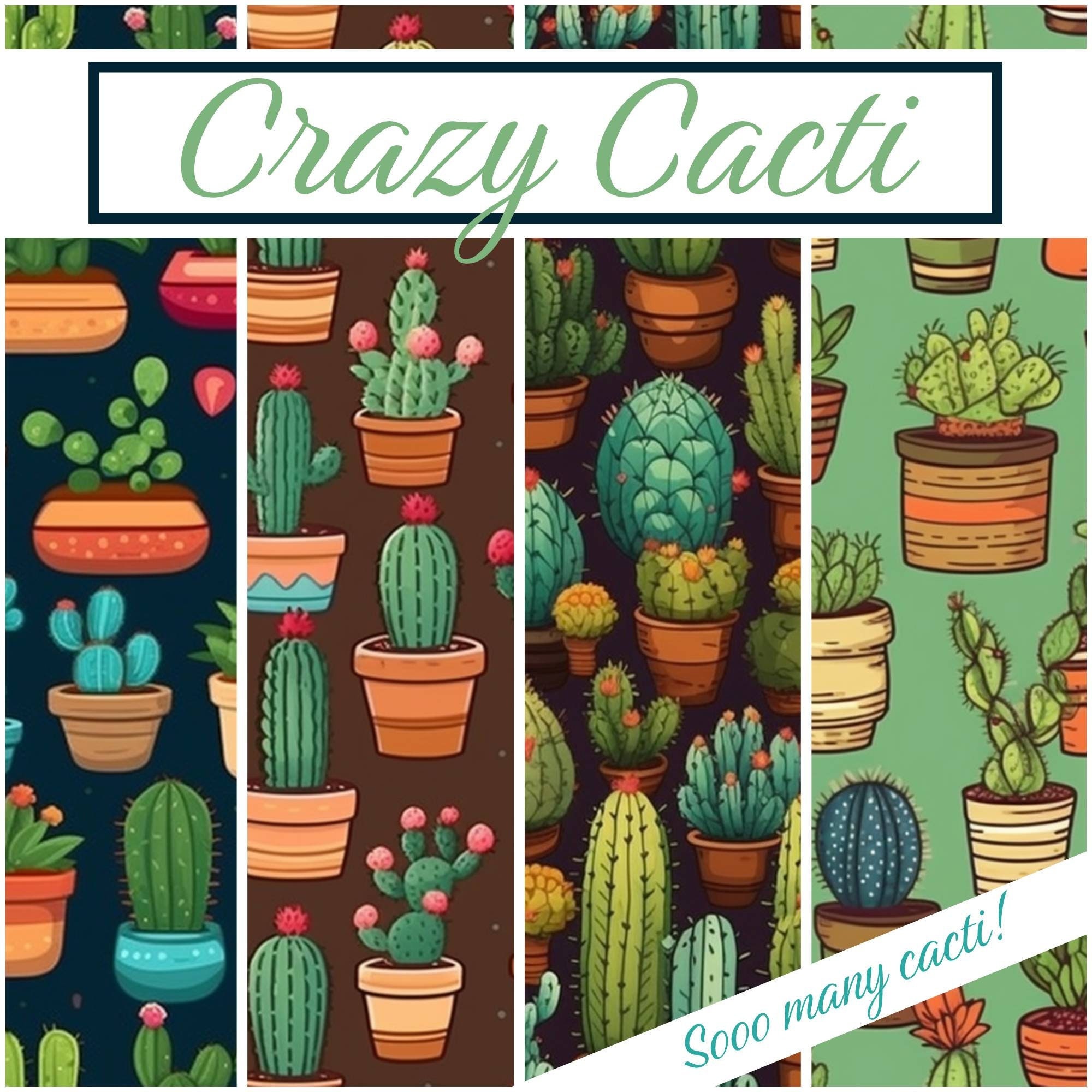 Crazy Cacti Collection - 4 Unique & Seamless Printable Patterns for DIY ...