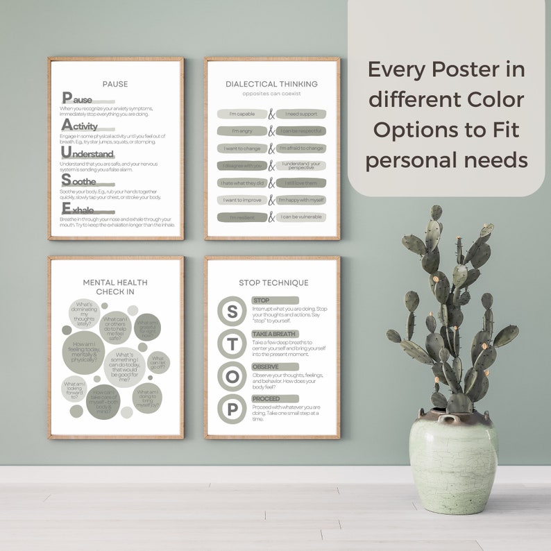 Therapy Posters Bundle Printable Therapist Signs CBT Psychology Wall ...
