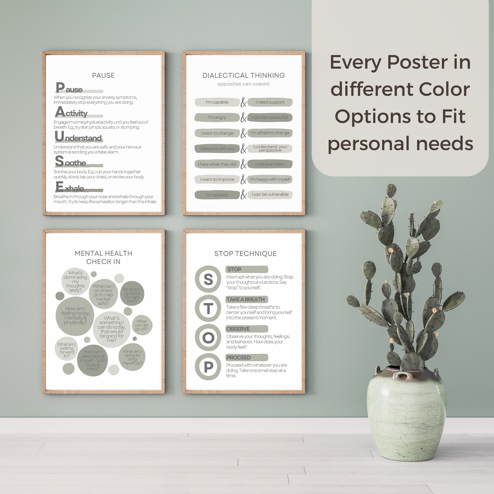 Therapy Posters Bundle Printable Therapist Signs CBT Psychology Wall ...