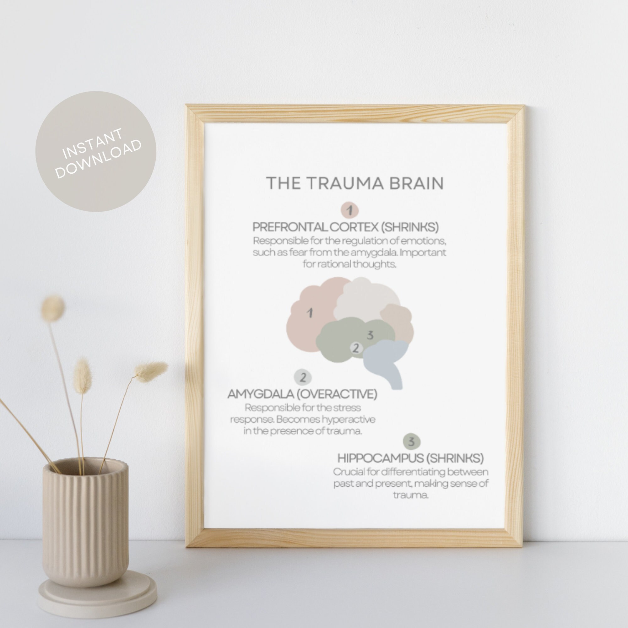 Trauma Brain Therapy Poster, Psychoeducation Wall Art, Healing Trauma ...