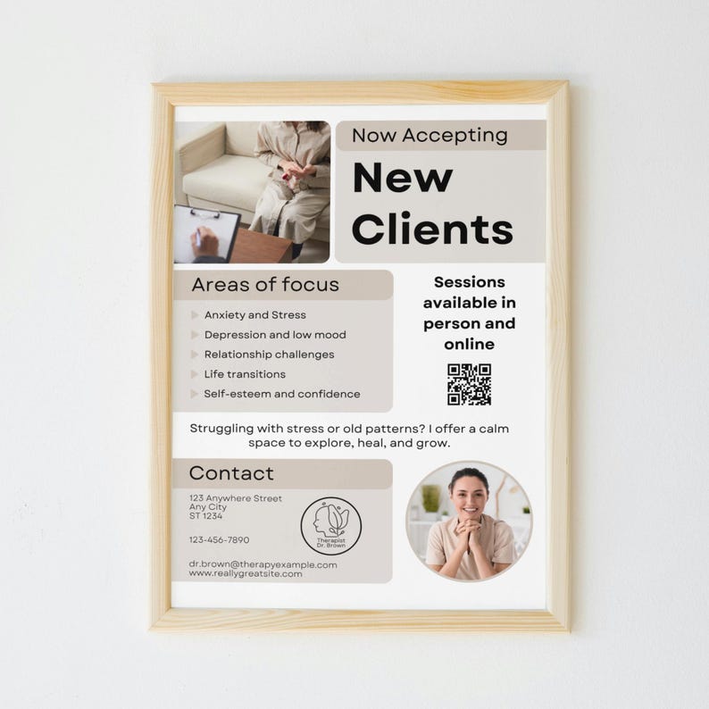 Now Accepting New Clients Flyer for Mental Health Therapists ...