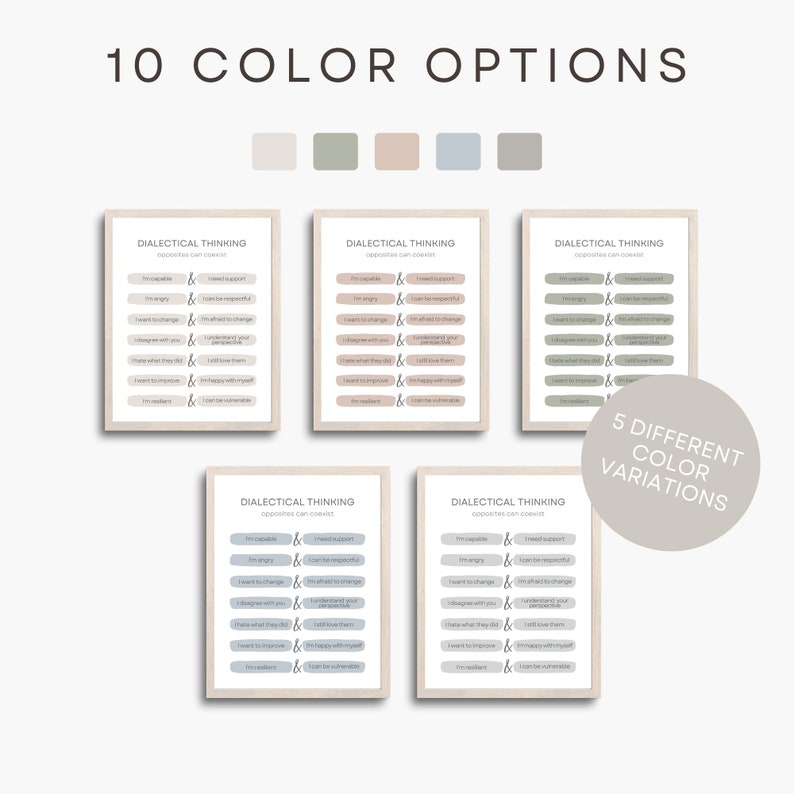 Printable Dialectical Thinking Poster Dbt Coping Skills Dialectical ...