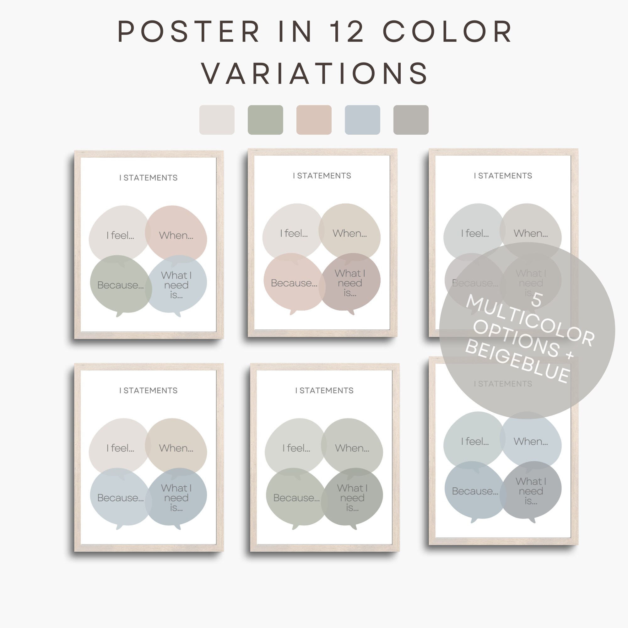 I Statements Poster and Worksheet Bundle Feedback Communication Skill ...