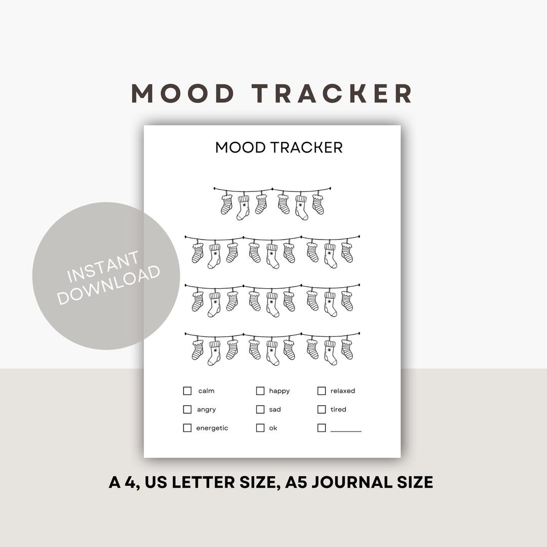 Christmas Mood Tracker Printable Journal Page Daily Mood Tracker for ...