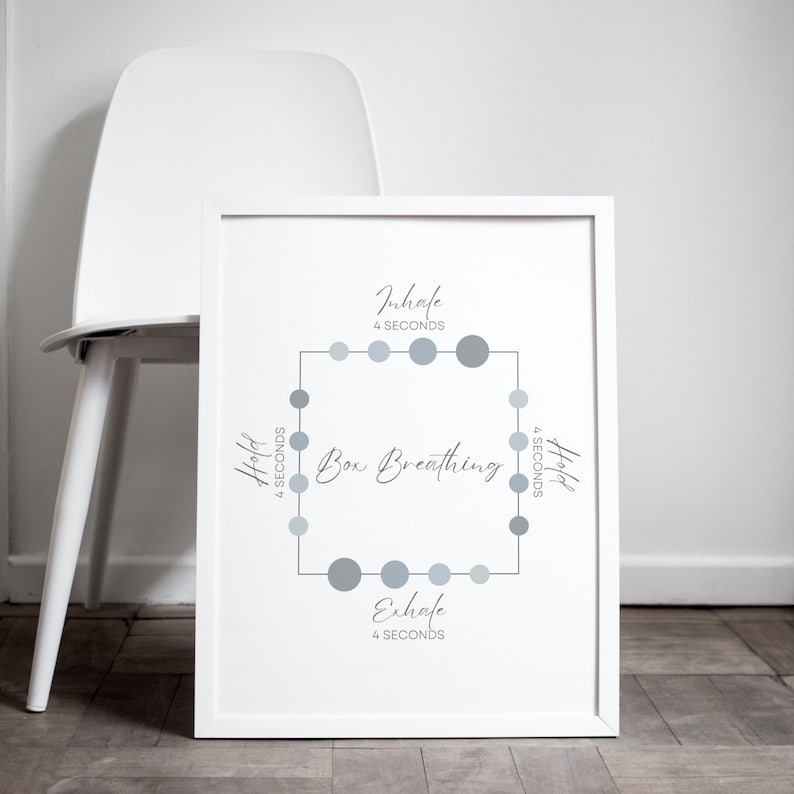 Box Breathing Poster Printable Calming Techniques for Anxiety Instant ...