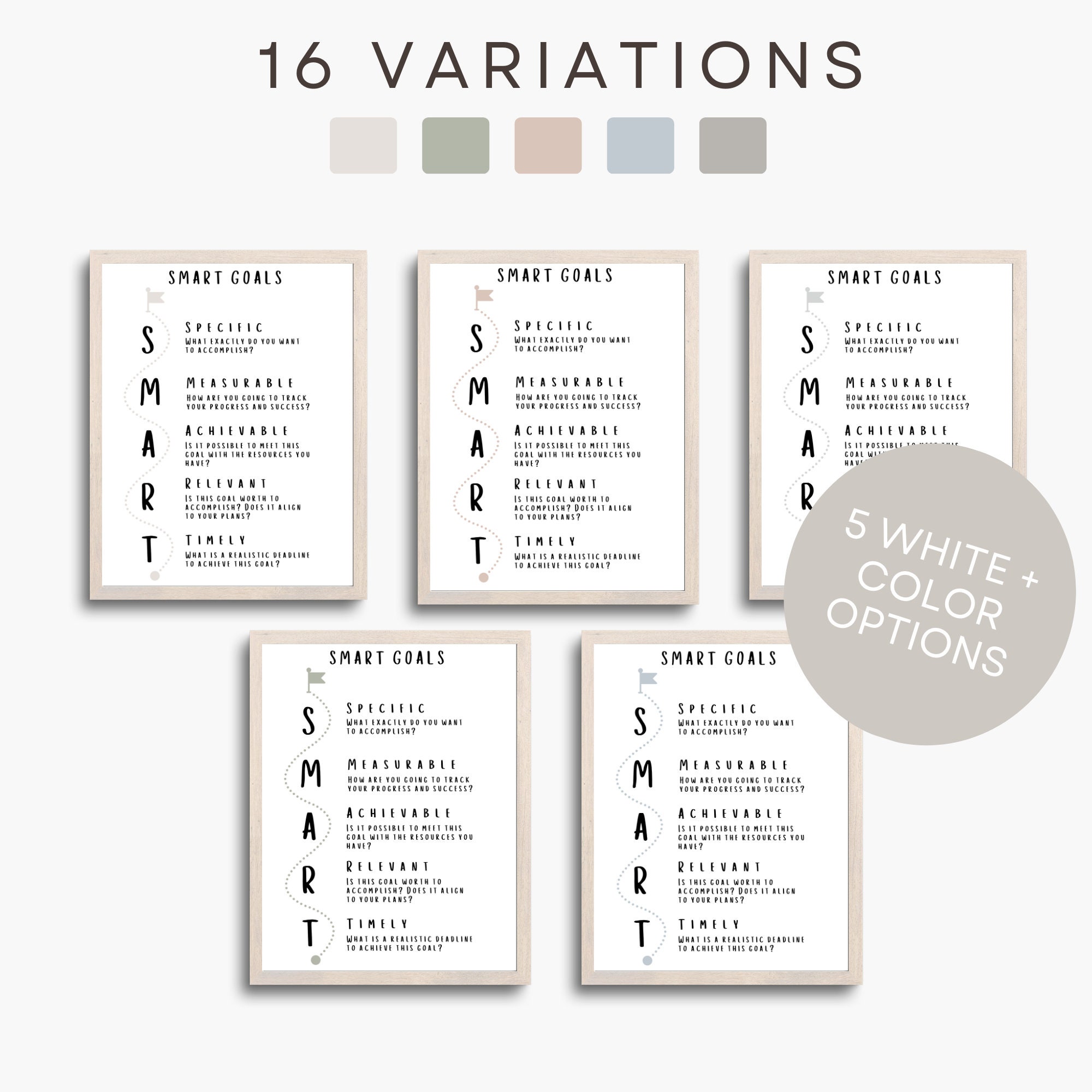 Printable Smart Goal Setting Poster Minimalist Life and Business Coach ...