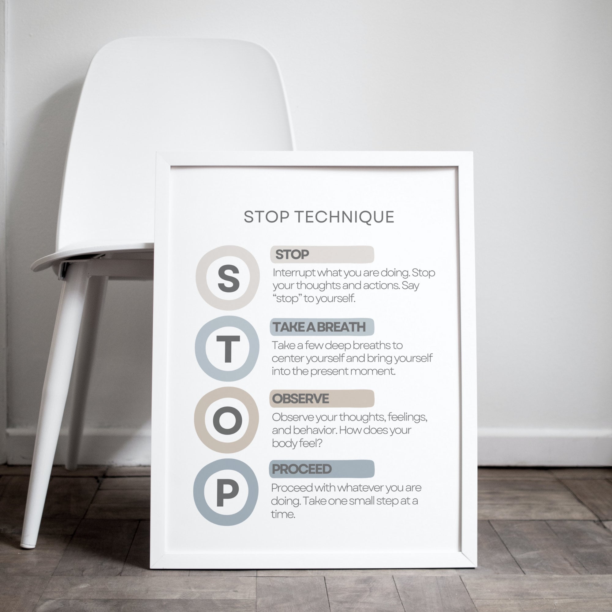 DBT Stop Technique Psychology Poster Printable Gift for Therapist ...