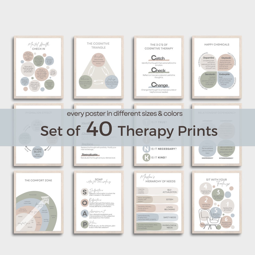 Therapy Poster Bundle Digital Downloads Mental Health Decor Printable ...