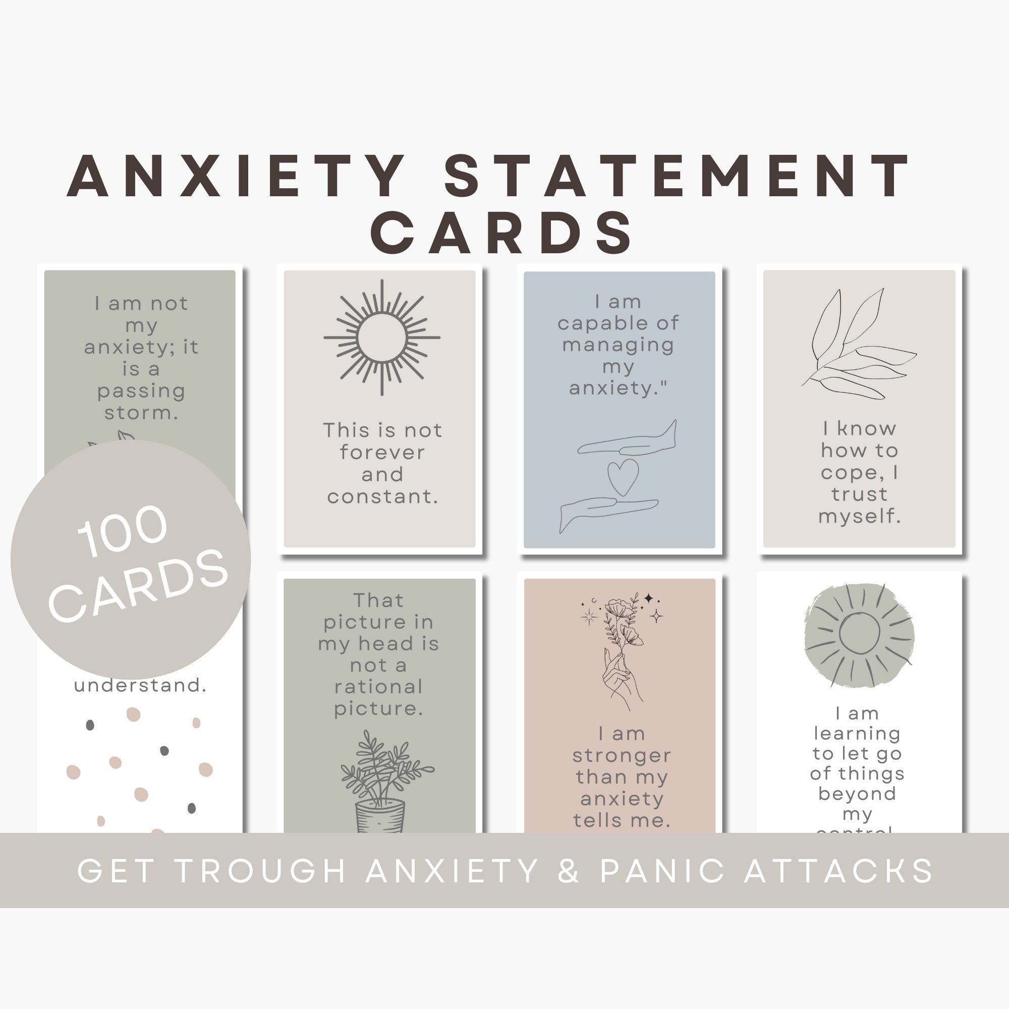 Printable Anxiety Statement Cards Affirmation Anxiety Release Coping ...