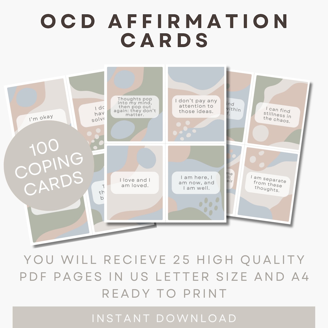 Printable Adult Ocd Coping Skill Cards, Obsessive Compulsive Psychology ...