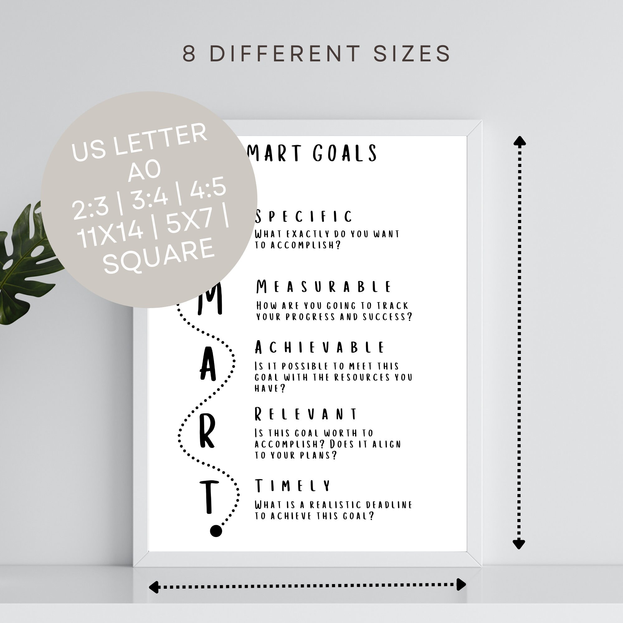 Printable Smart Goal Setting Poster Minimalist Life and Business Coach ...