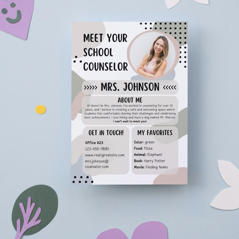 Meet the School Counselor Flyer Template Canva Editable Meet the ...