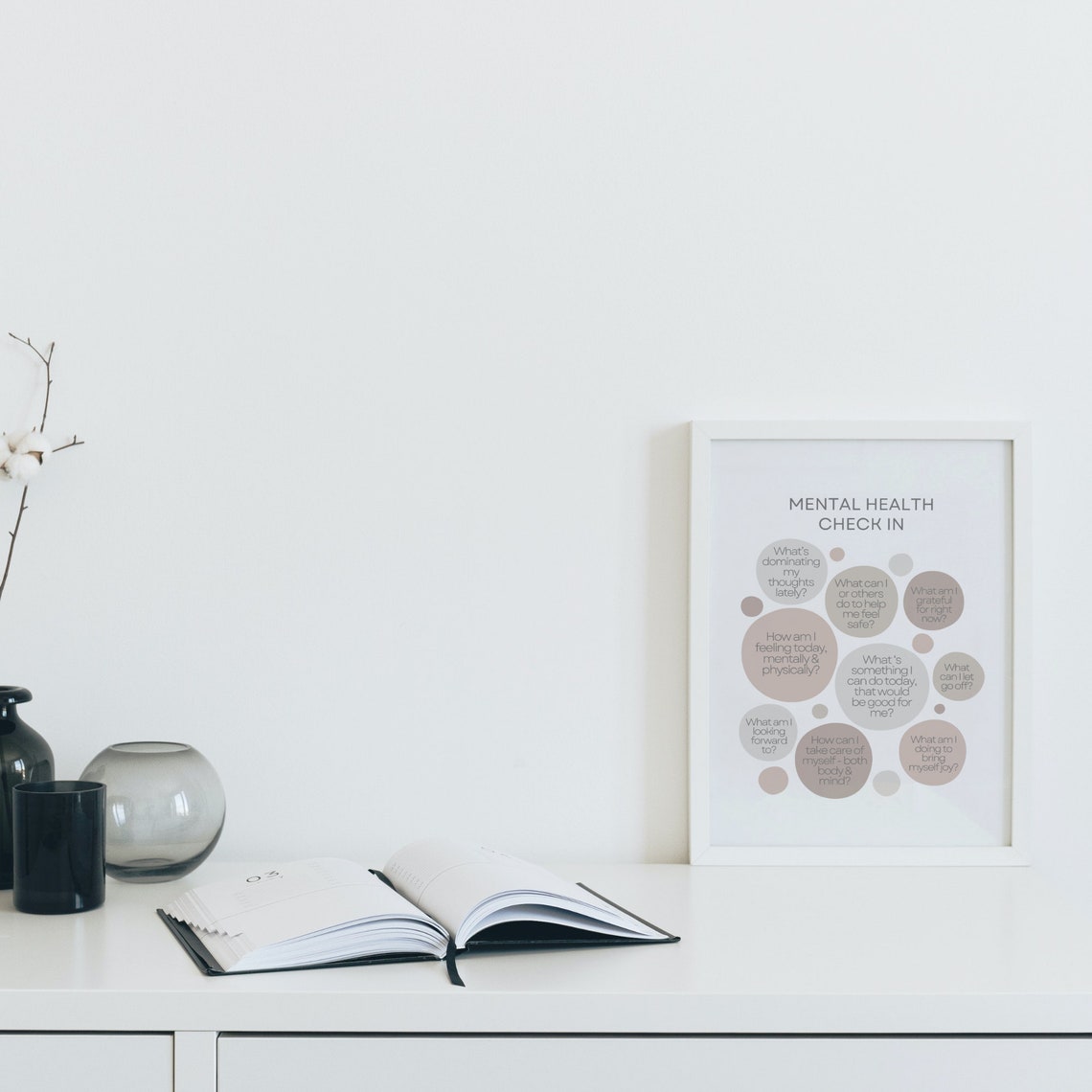 Daily Mental Health Check in Poster, Self Reflection Therapy Office ...