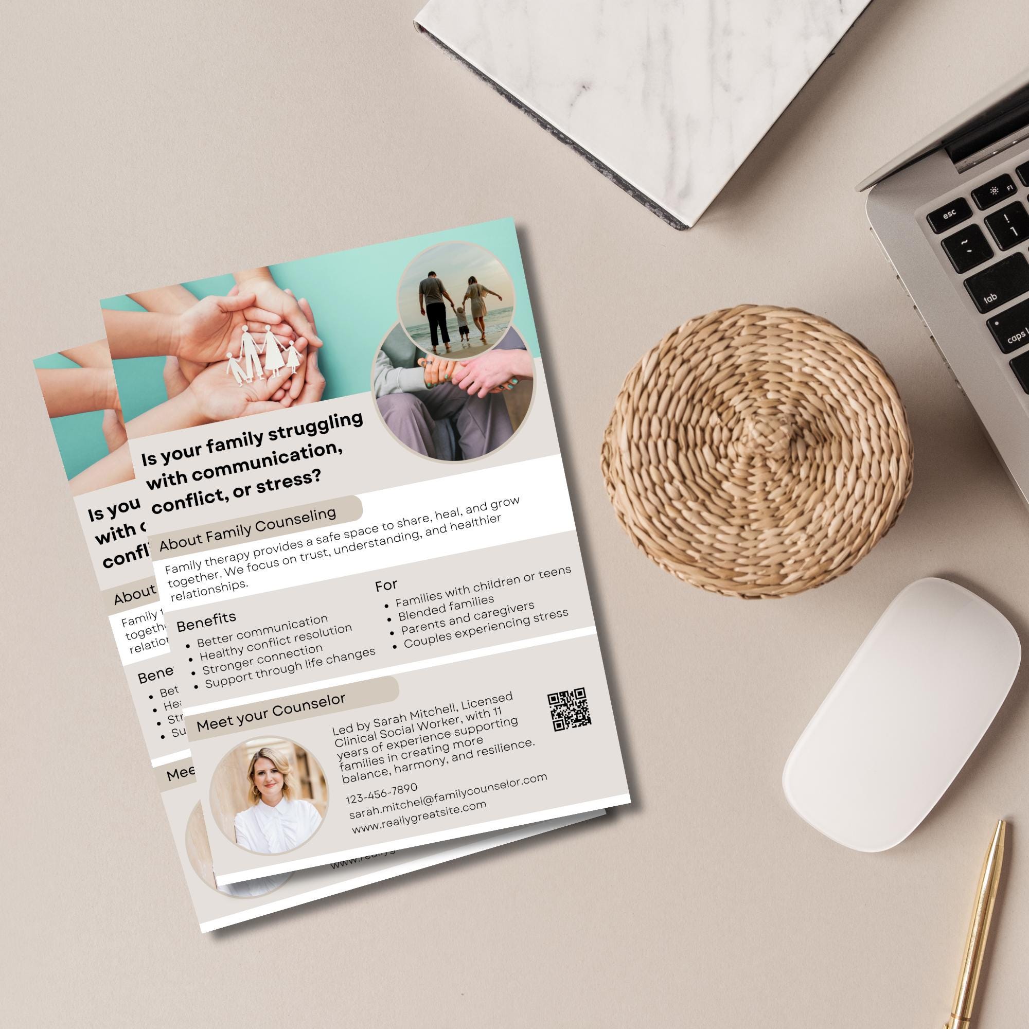 Family Therapy Flyer Design Canva, Editable Template for Marriage ...