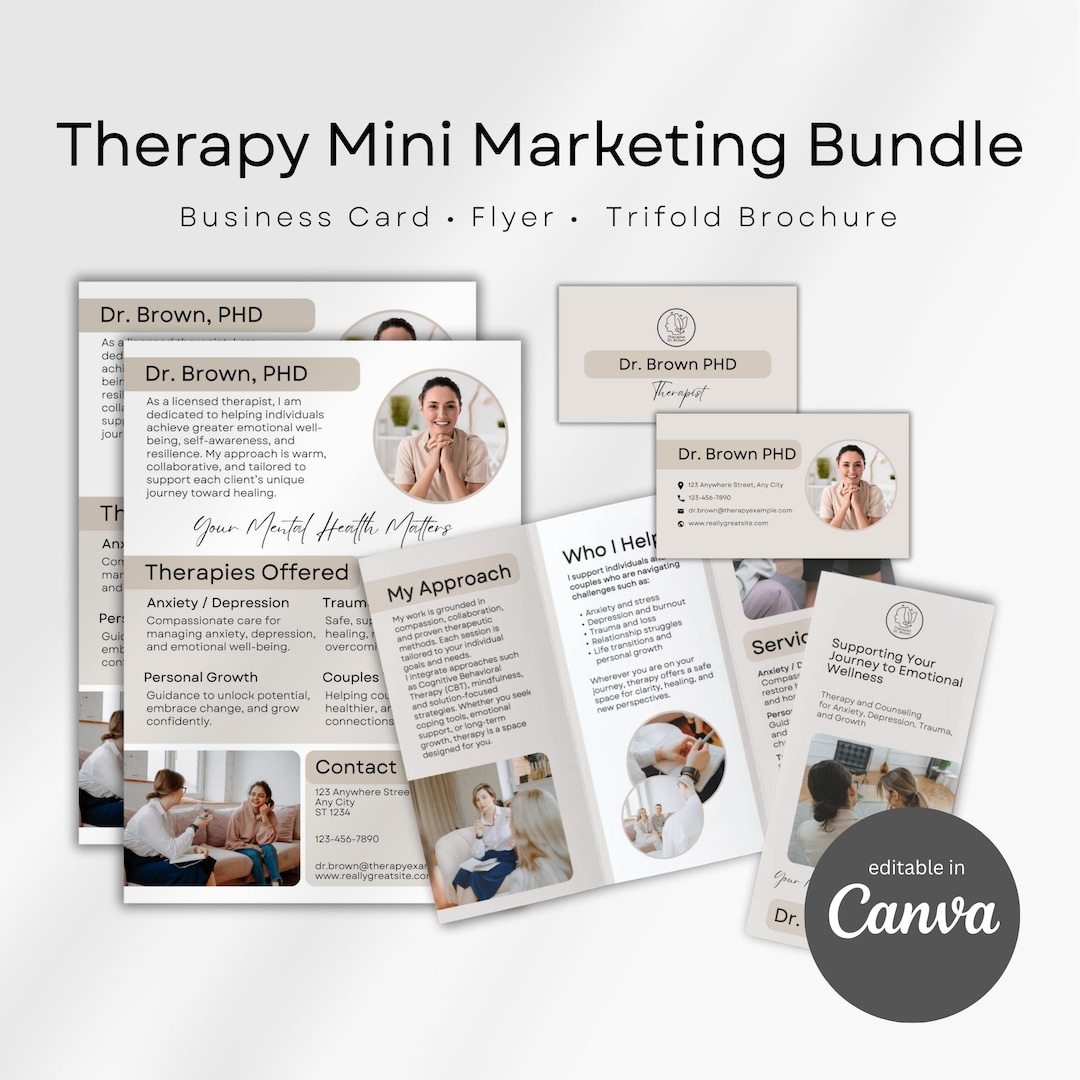 Therapist Flyer and Brochure Bundle, Mental Health Marketing Set ...