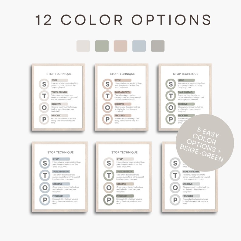 DBT Stop Technique Psychology Poster Printable Gift for Therapist ...