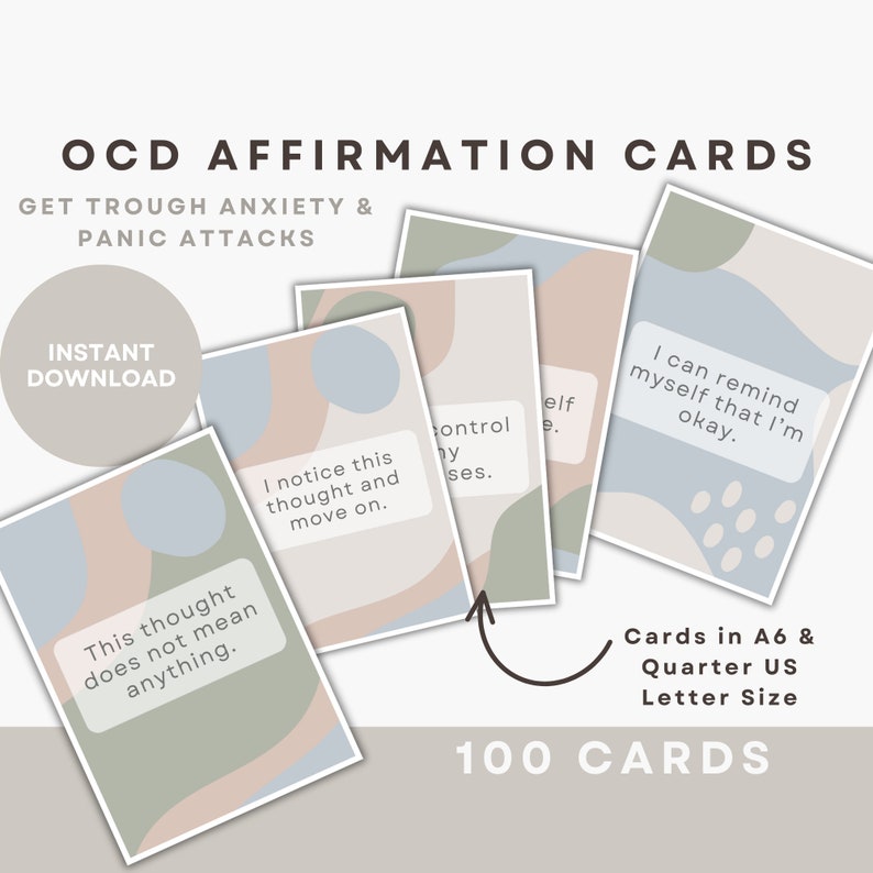 Printable OCD Coping Cards, Obsessive Compulsive Affirmations, ERP ...