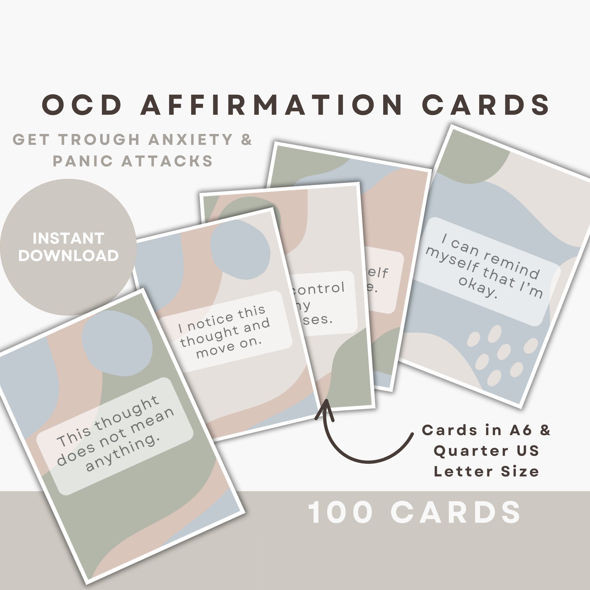 Printable OCD Coping Cards, Obsessive Compulsive Affirmations, ERP ...