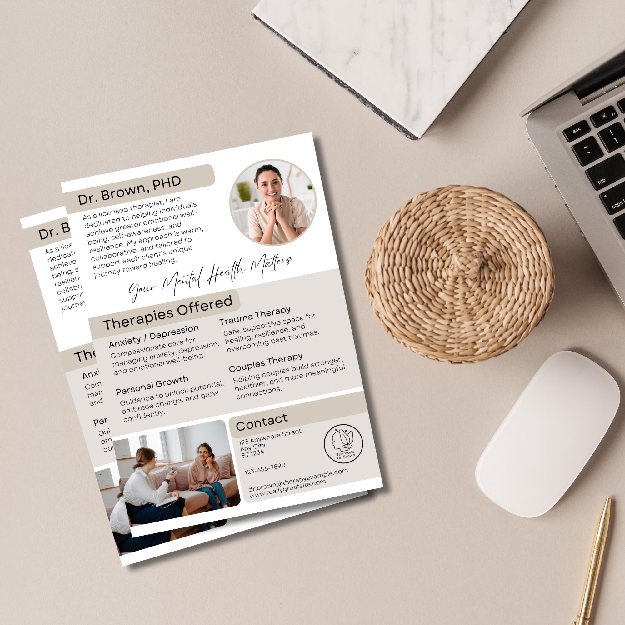 Mental Health Therapist Flyer Editable Canva Template Instant Access ...