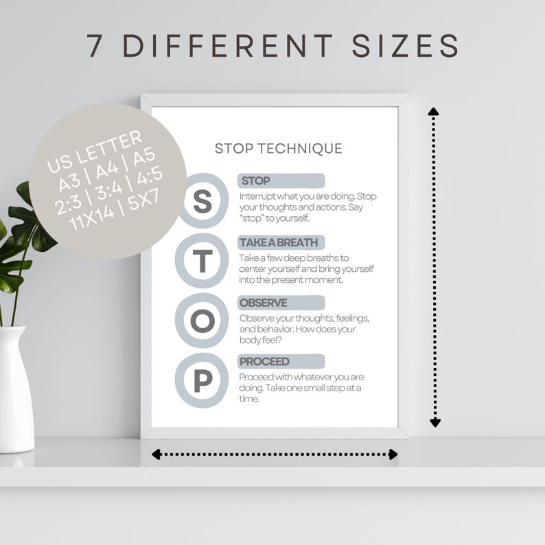 DBT Stop Technique Psychology Poster Printable Gift for Therapist ...