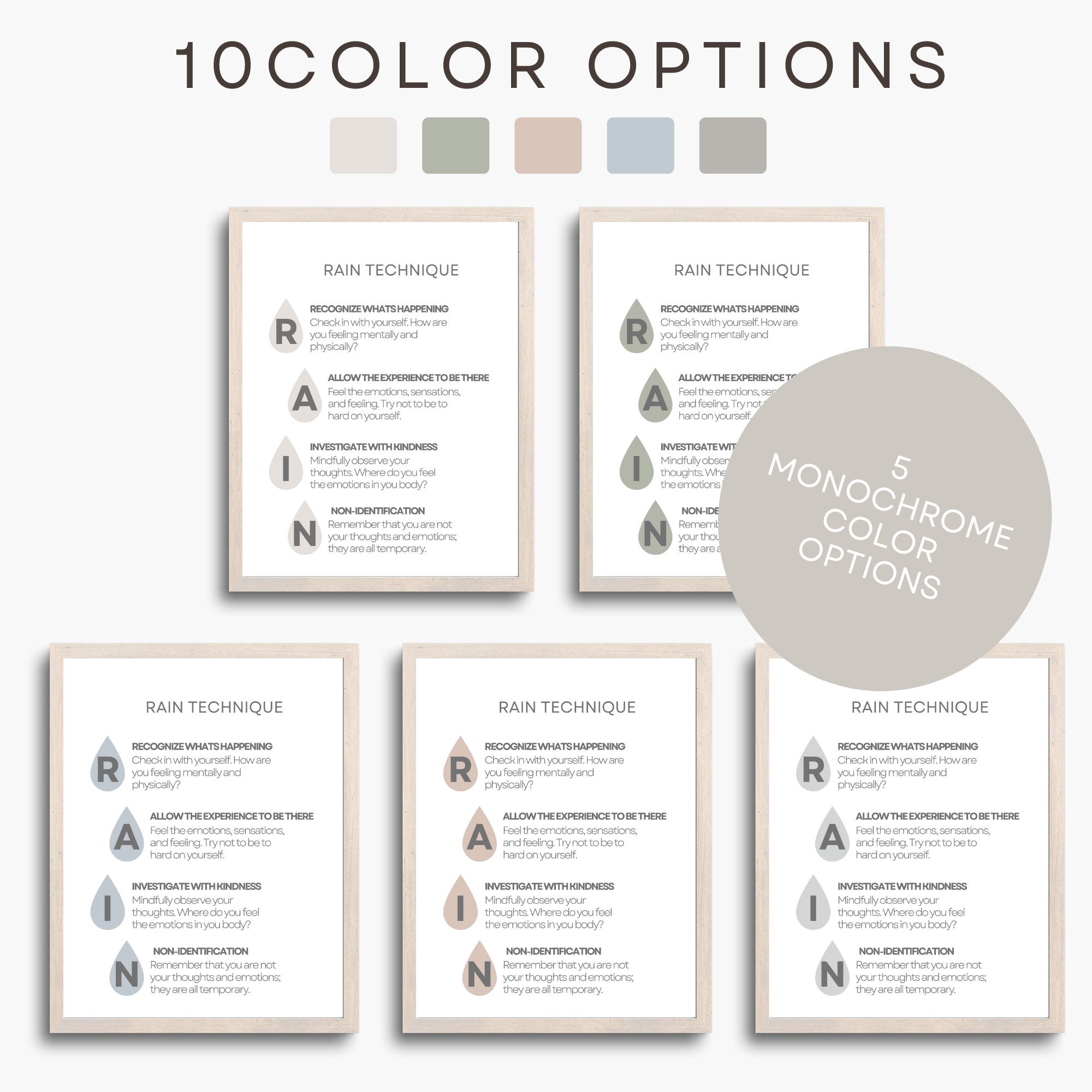 Rain Technique Poster, Coping Skills Print, Mental Health Art, Anxiety ...