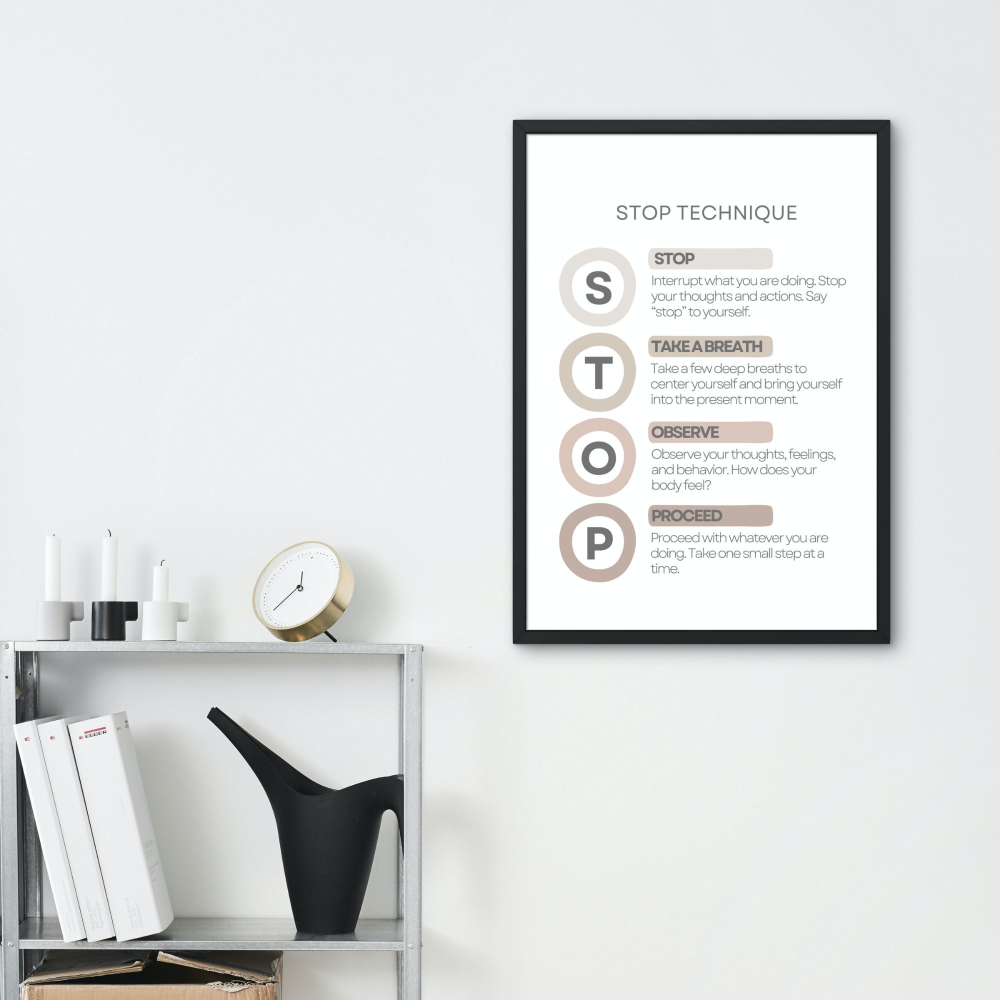 DBT Stop Technique Psychology Poster Printable Gift for Therapist ...