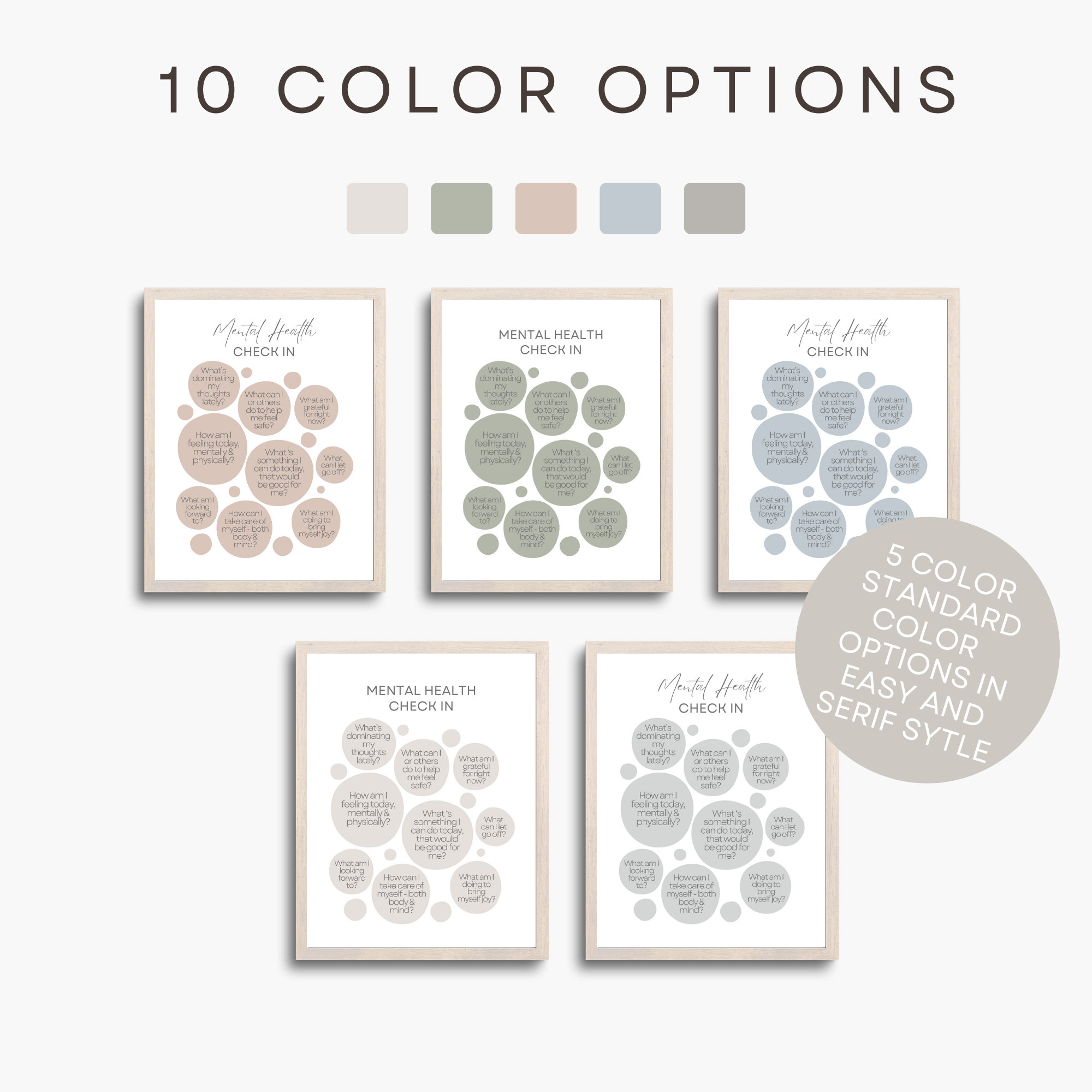 Daily Mental Health Check in Poster, Self Reflection Therapy Office ...