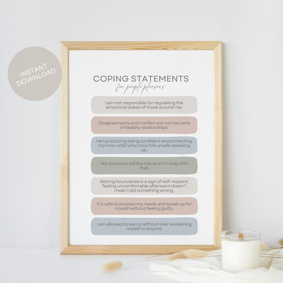 People Pleaser Coping Statements Printable Download Therapy Office ...