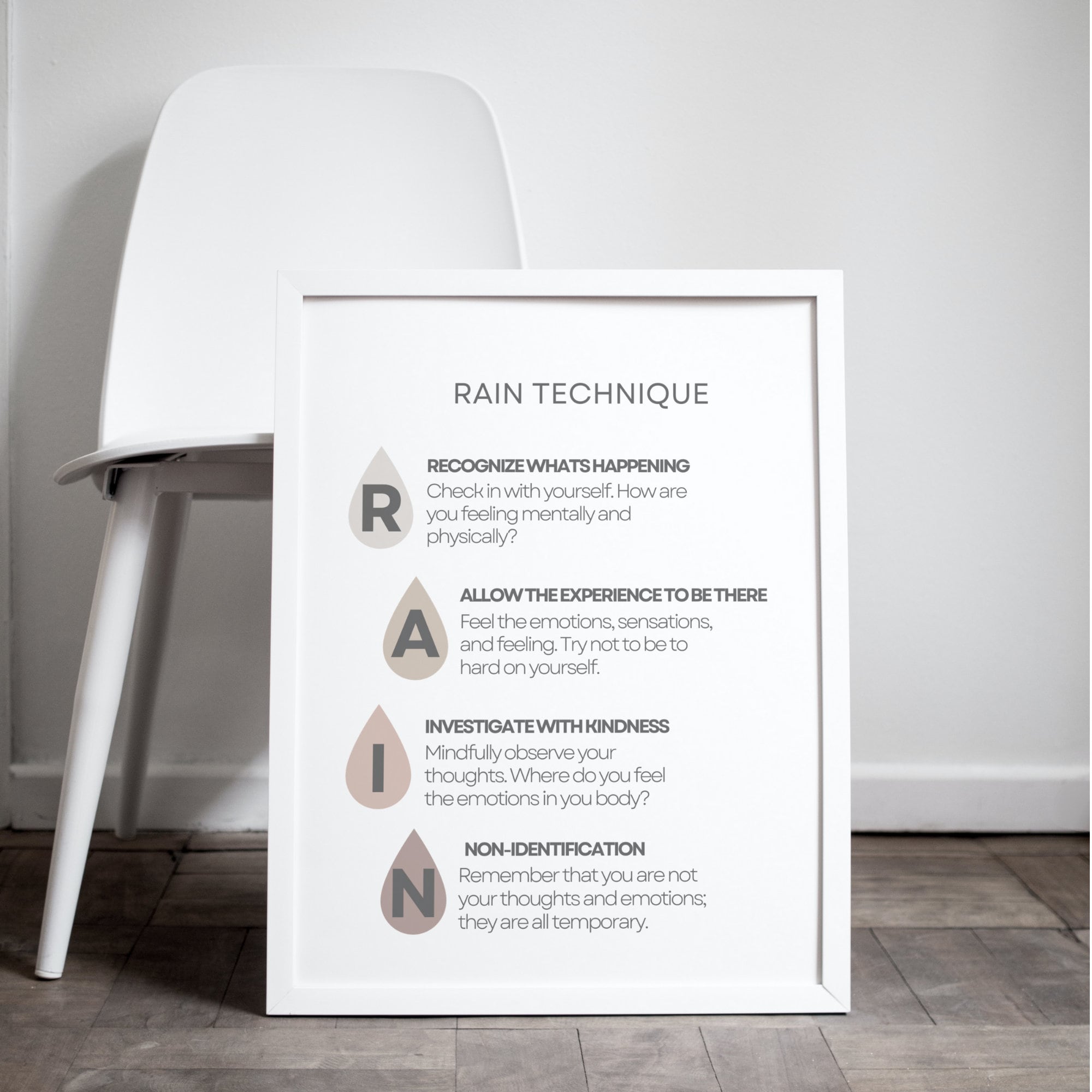 Rain Technique Poster, Coping Skills Print, Mental Health Art, Anxiety ...