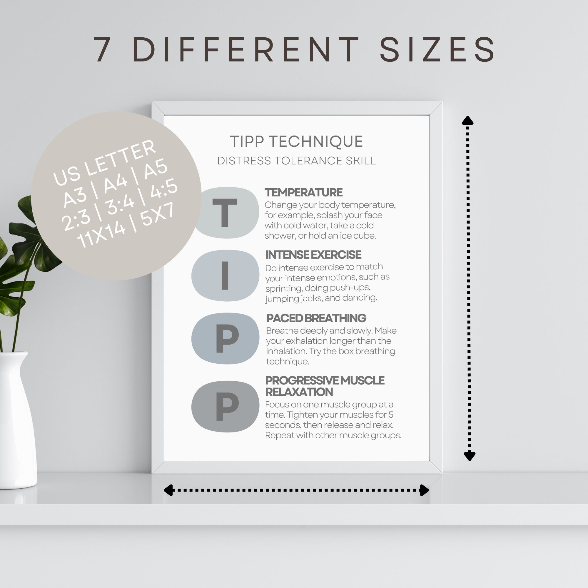 Tipp Mental Health Poster Anxiety Relief Print Grounding Technique DBT ...