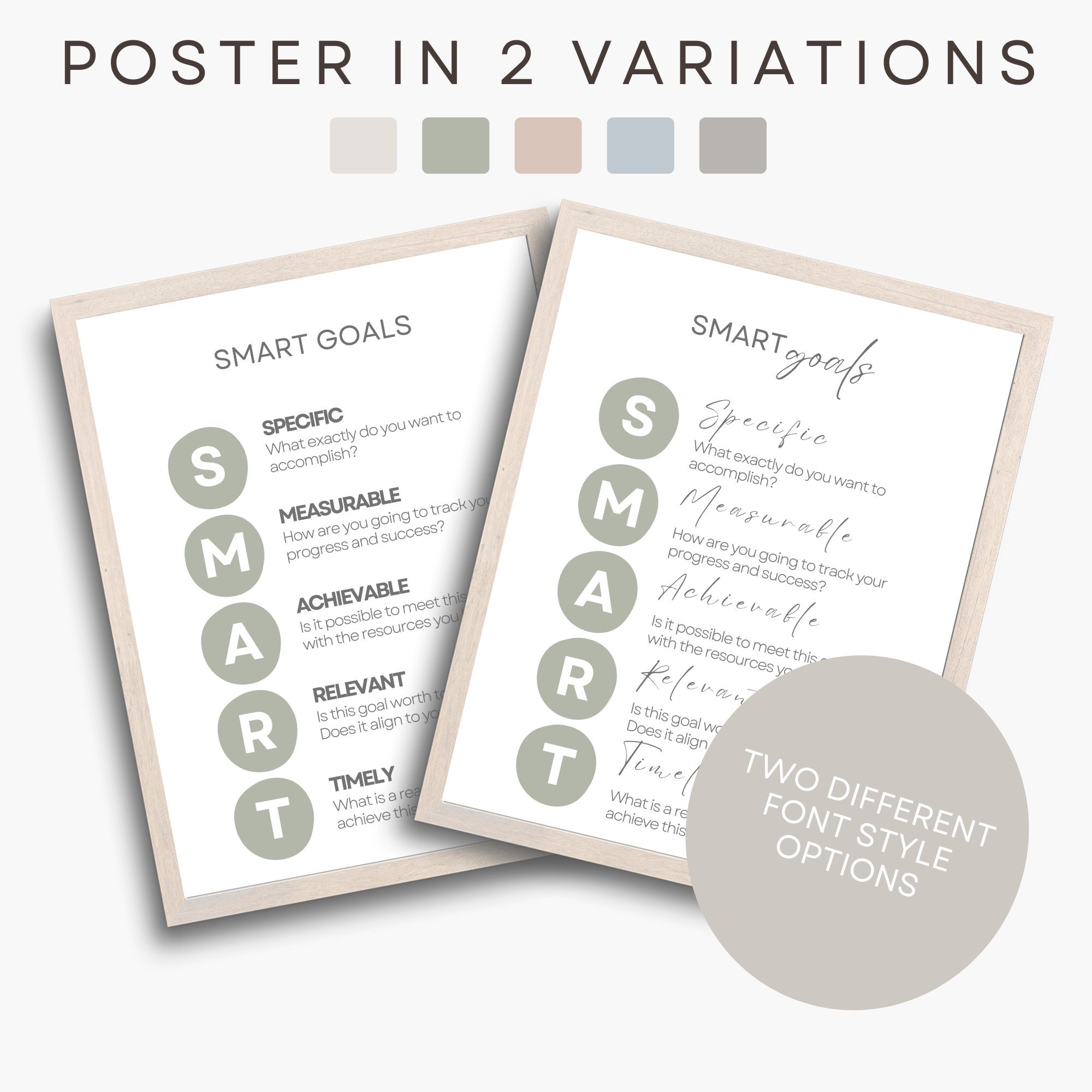 SMART Goal Setting Template Printable Goal Tracker Worksheets and ...