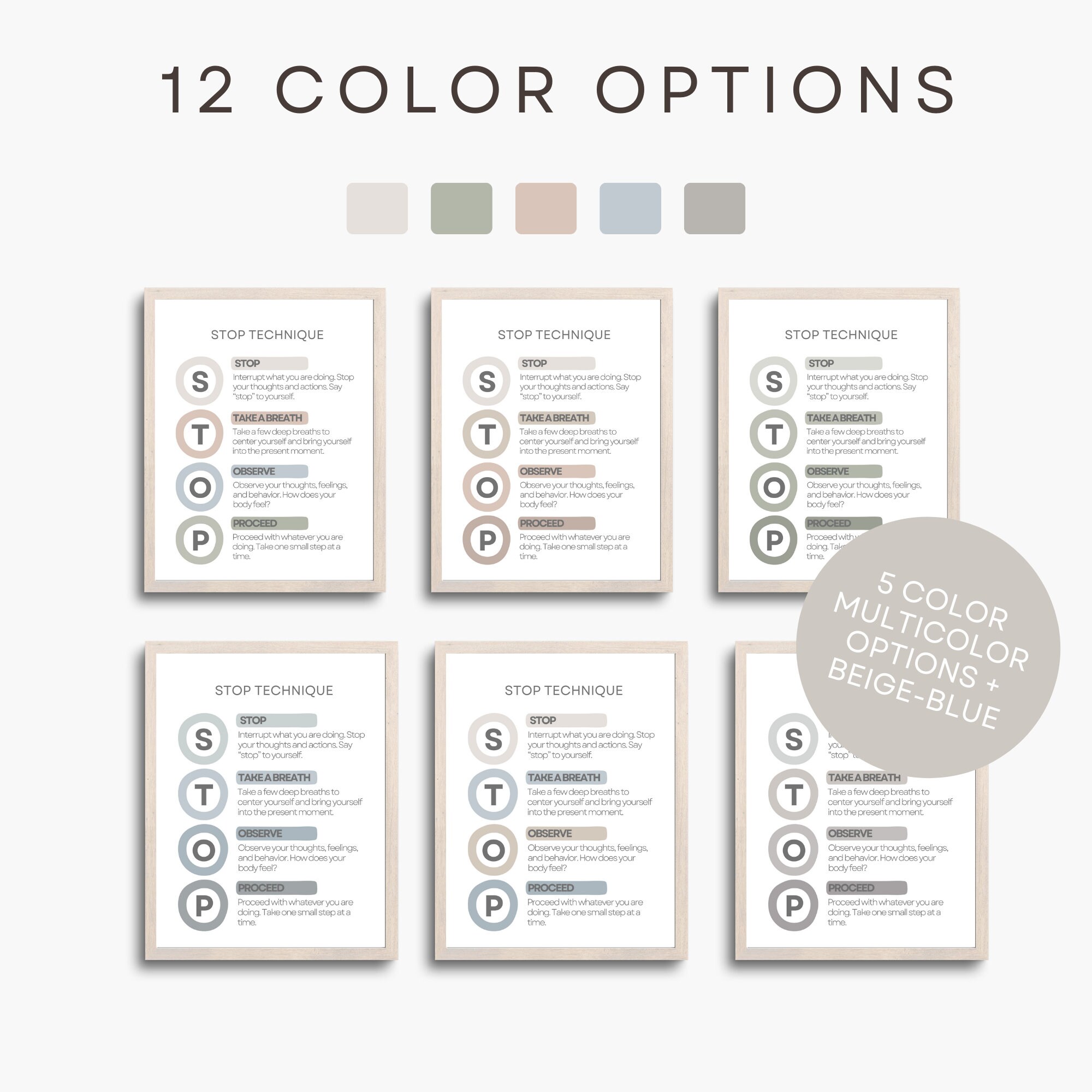 DBT Stop Technique Psychology Poster Printable Gift for Therapist ...