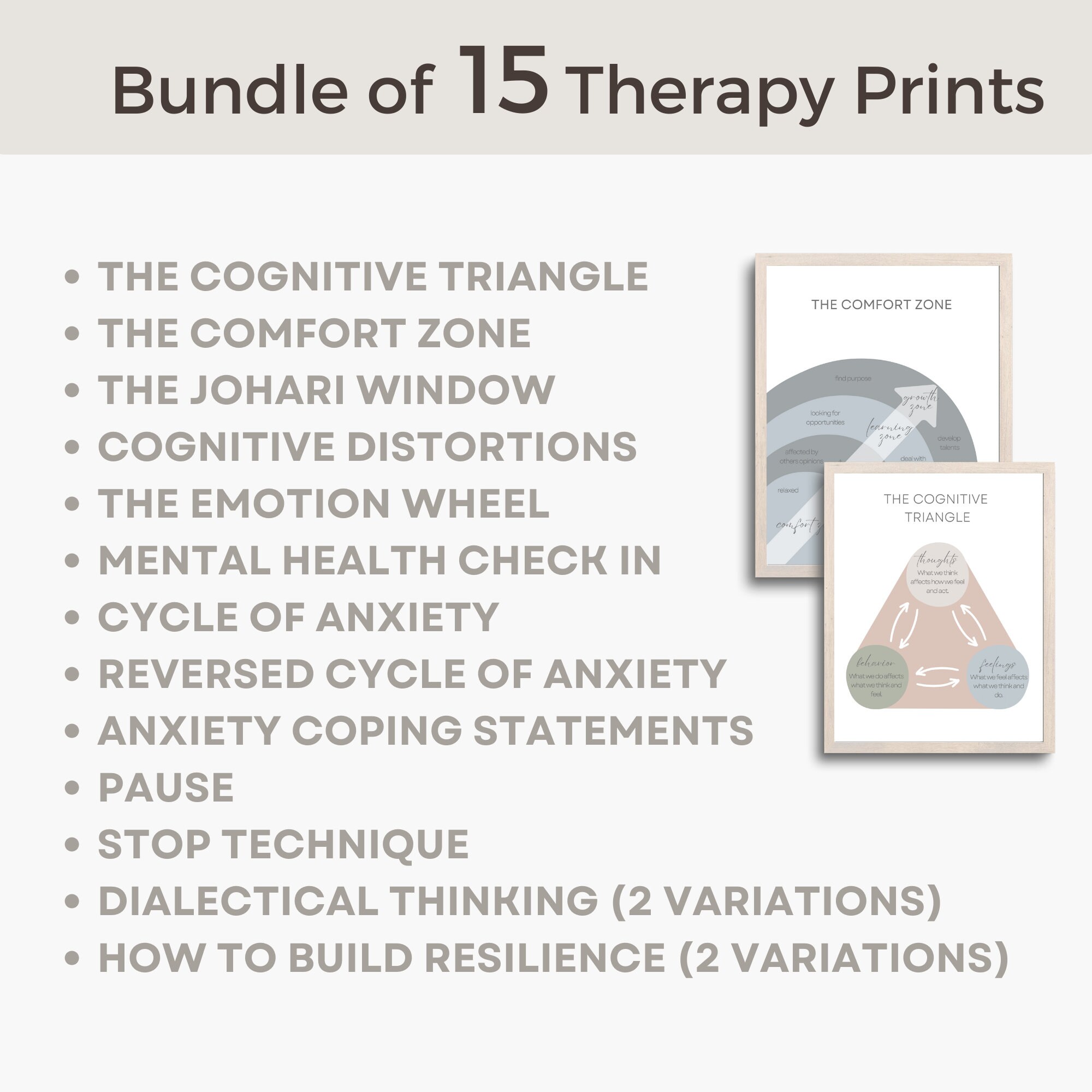 Therapy Posters Bundle Printable Therapist Signs CBT Psychology Wall ...