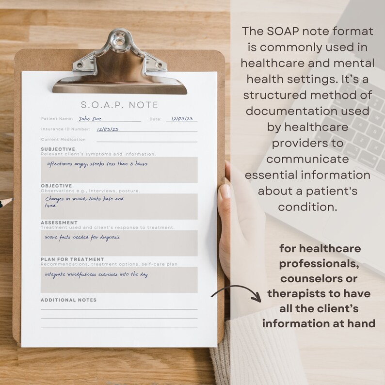 SOAP Notes Template Digital Download Therapy Note Client Intake Form ...