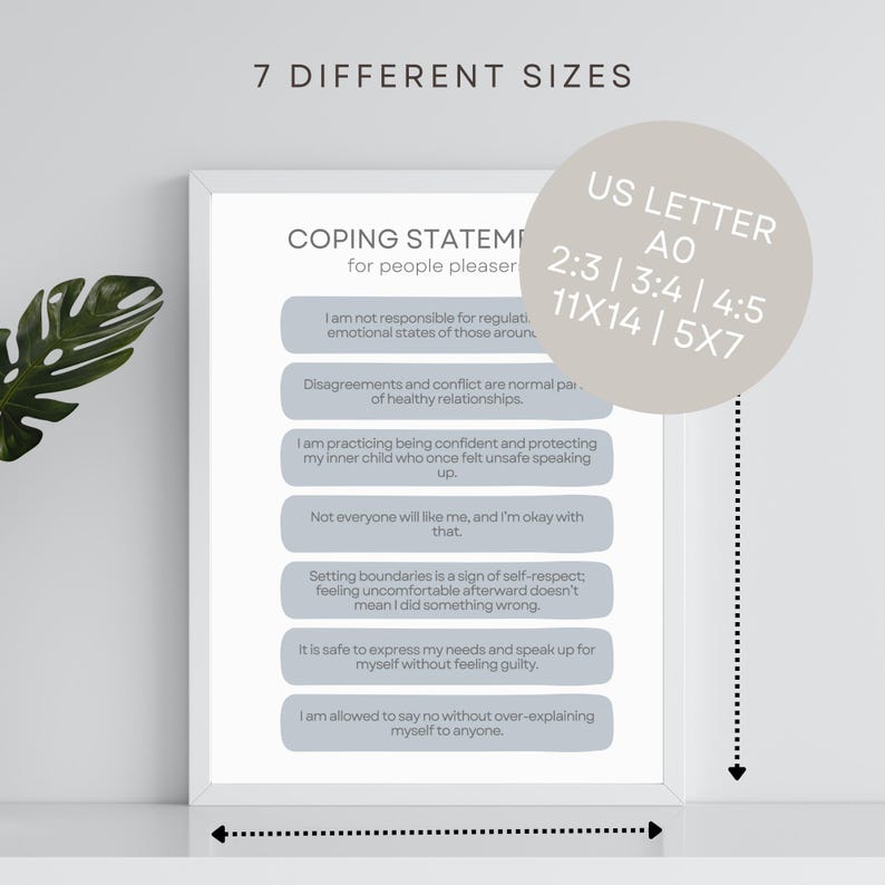 People Pleaser Coping Statements Printable Download Therapy Office ...