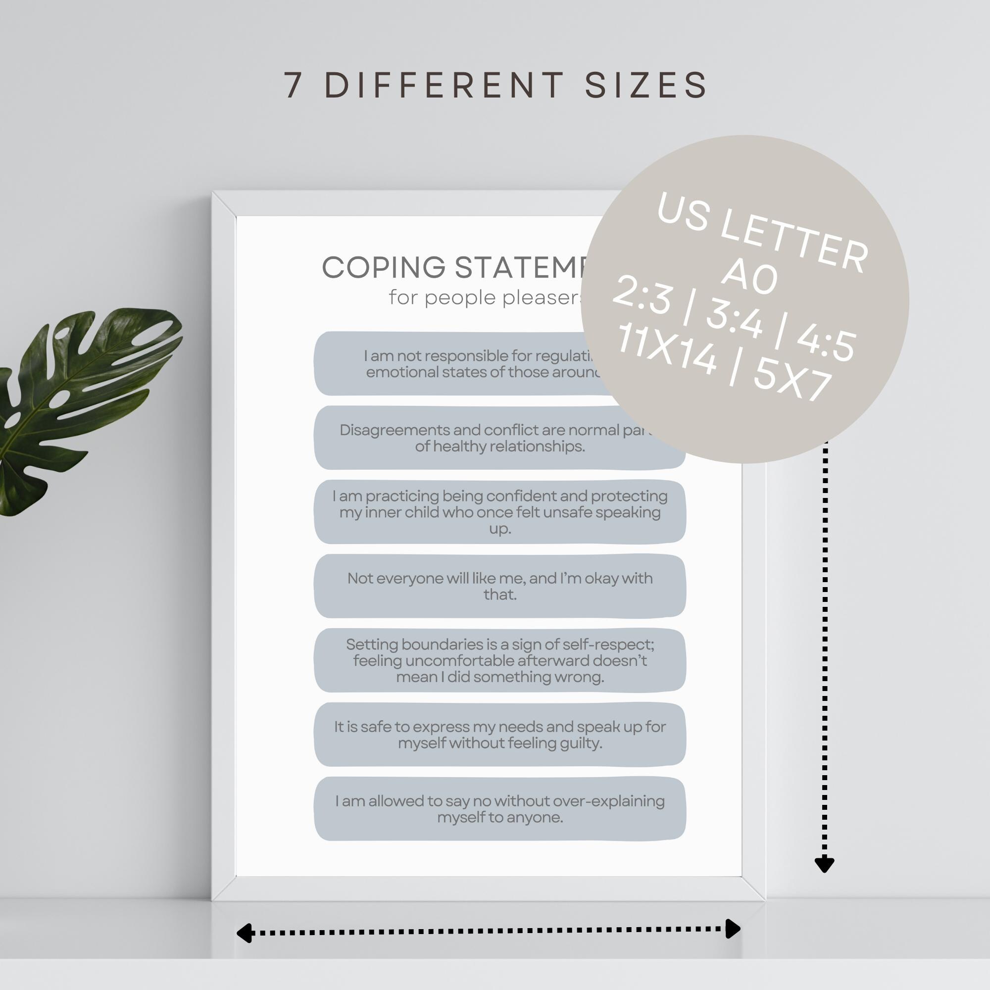 People Pleaser Coping Statements Printable Download Therapy Office ...