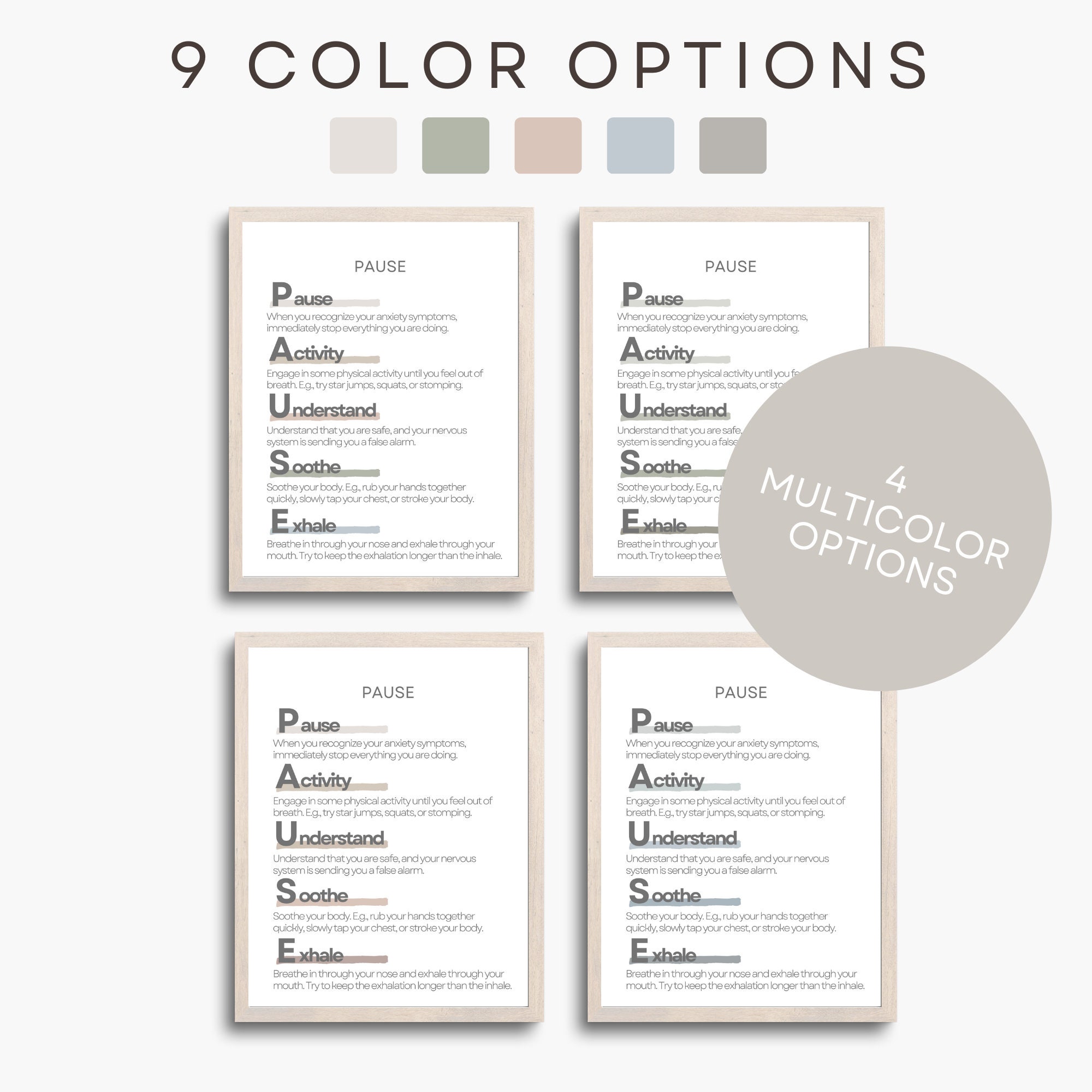 Pause Technique Poster Pause for Panic Print Stress and - Etsy