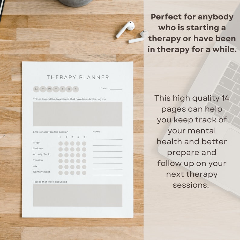 Printable Clients Therapy Planner, Mental Illness Self-help Journal ...