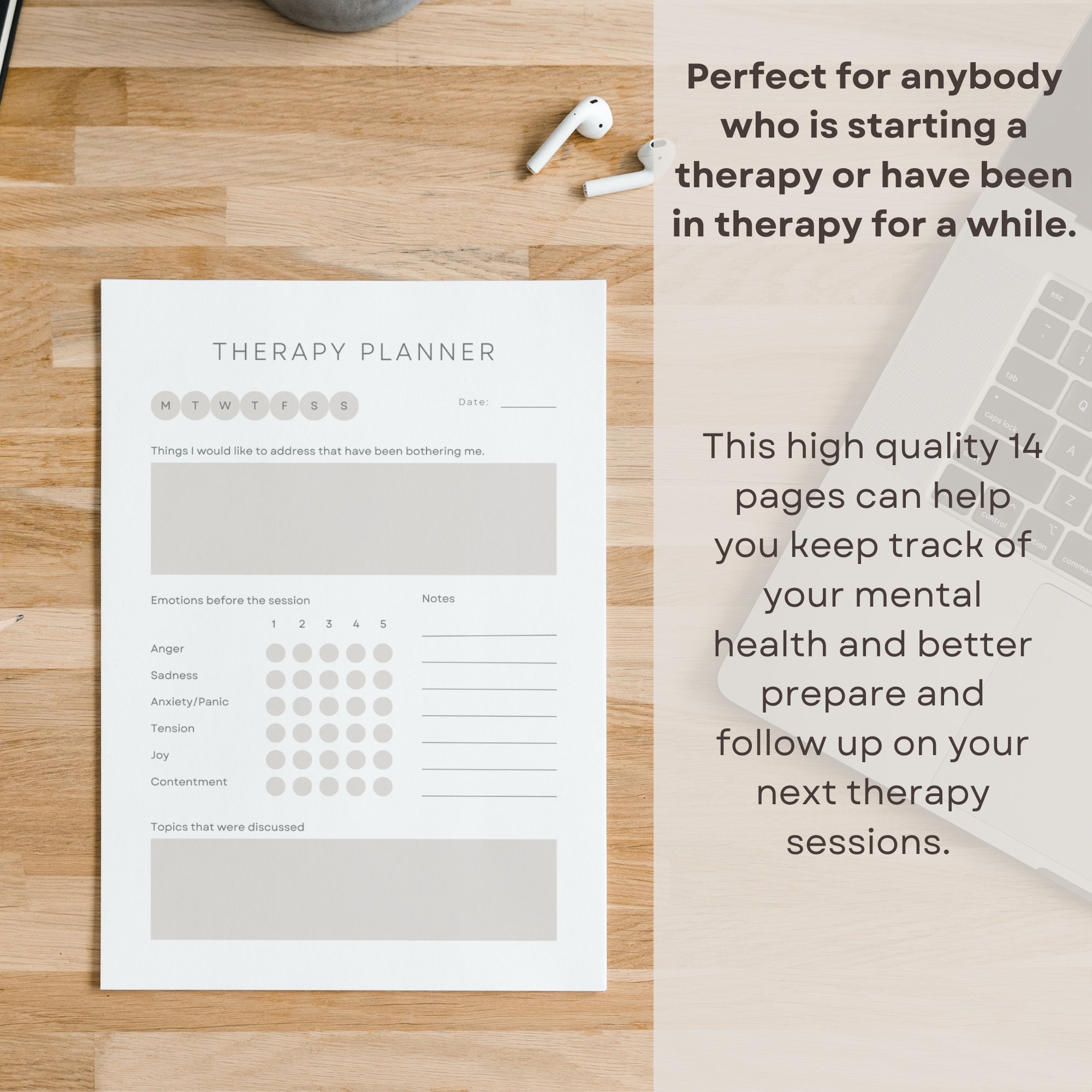 Printable Clients Therapy Planner, Mental Illness Self-help Journal ...