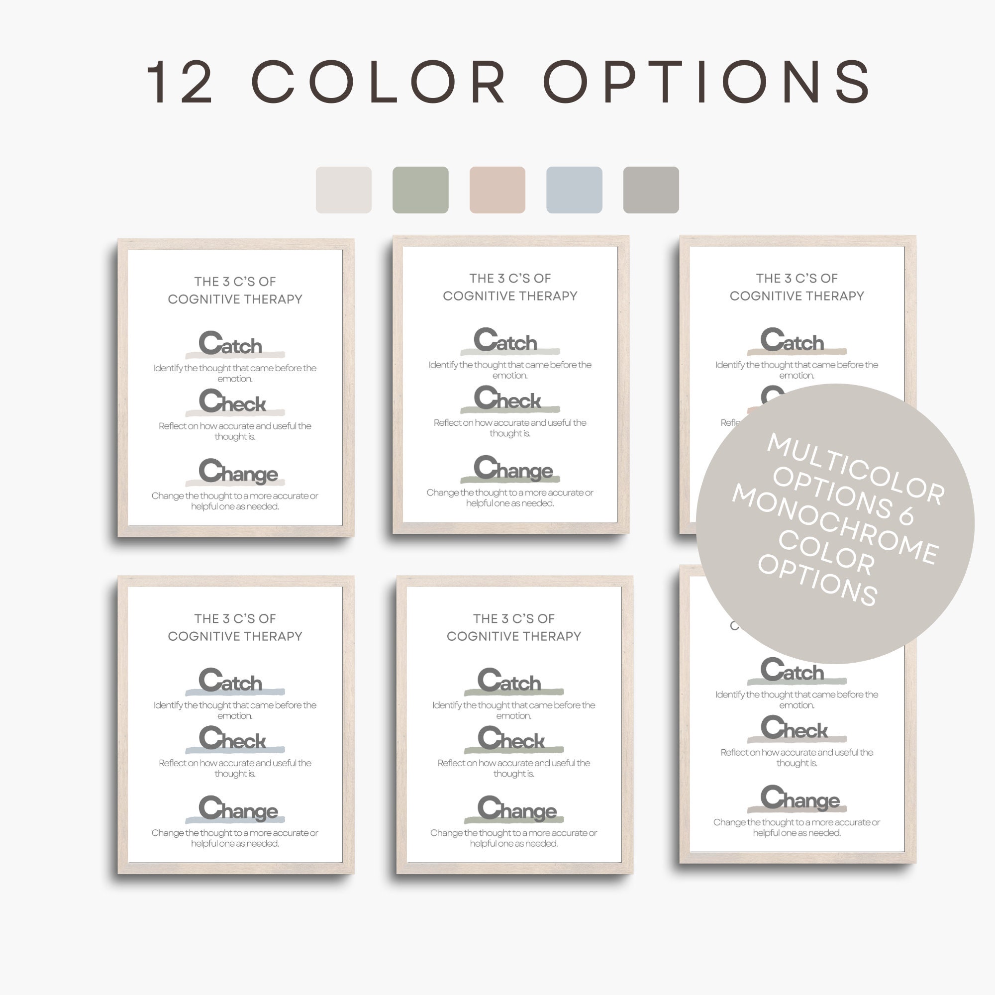 Printable CBT 3 C's Cognitive Therapy Office Decor Print Therapy Tools ...