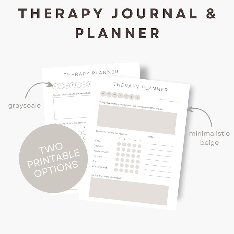 Printable Clients Therapy Planner, Mental Illness Self-help Journal ...