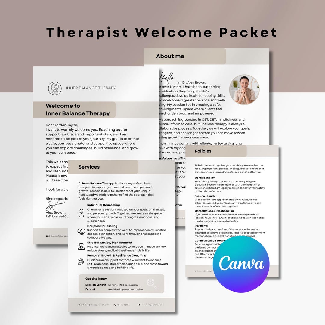 Therapist Welcome Packet Templates, Editable Client Intake Forms ...