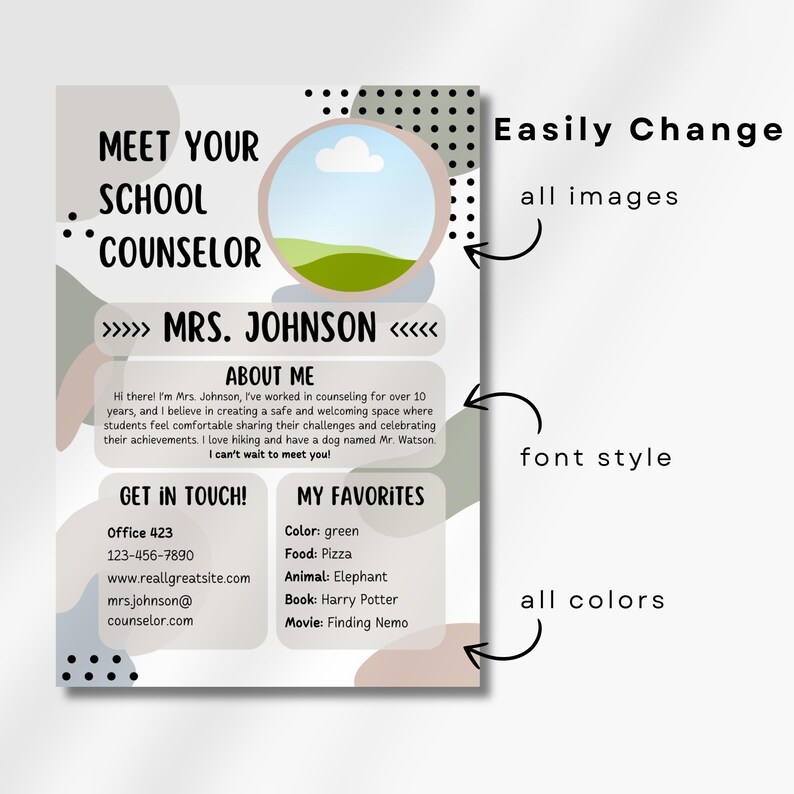 Meet the School Counselor Flyer Template Canva Editable Meet the ...
